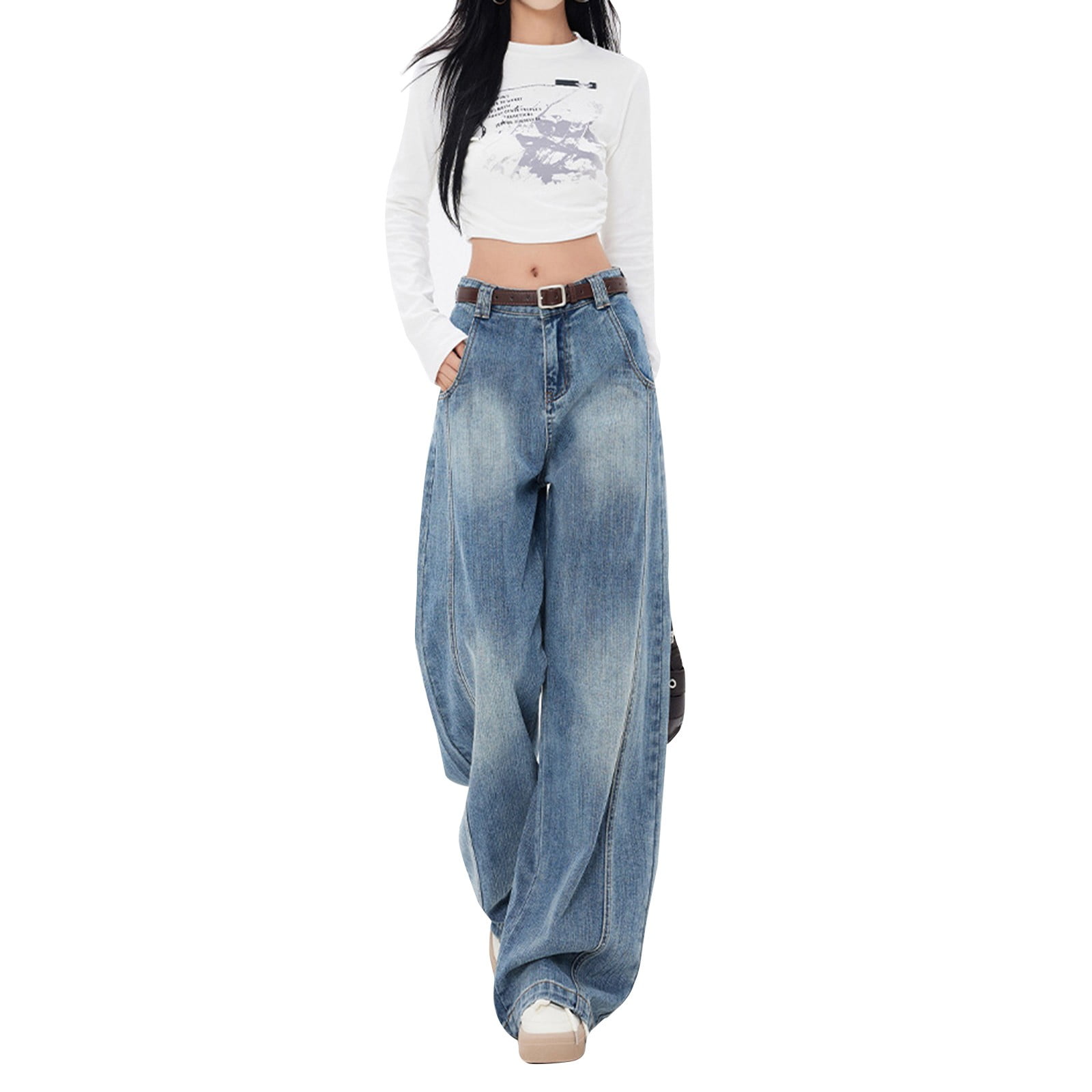 Charmgo Women Jeans Trendy Spring Vintage Street Silhouette Jeans Loose ...