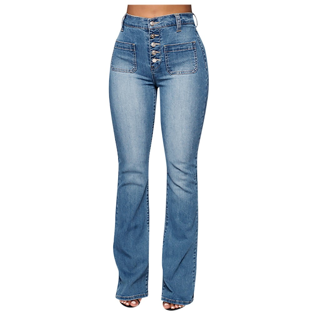 Charmgo Womens Jeans Clearance, Women Flare Jeans Mid Waist Bell Jeans ...