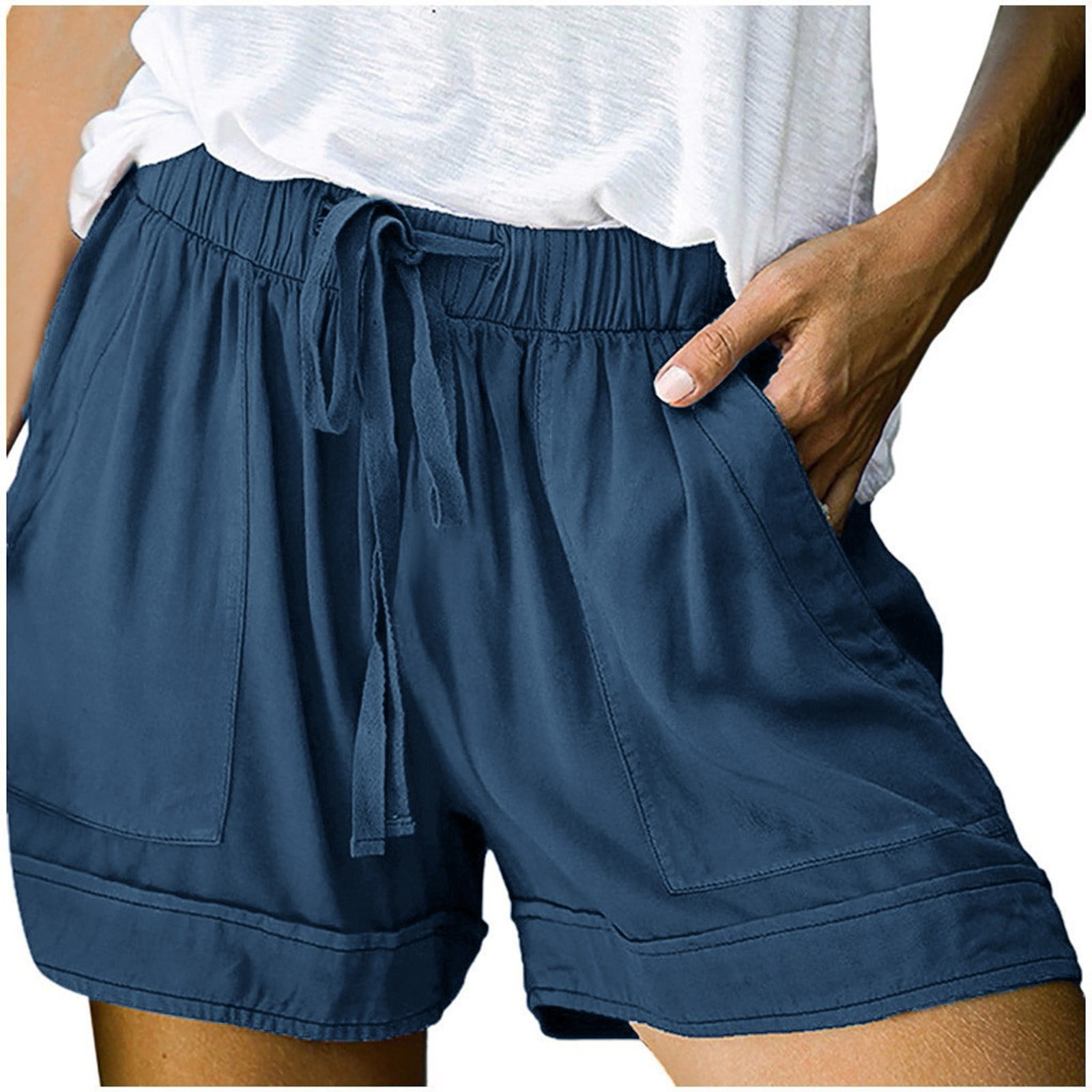 Charmgo Womens Shorts Casual Splice Comfy Elastic Waist Shorts Womens ...