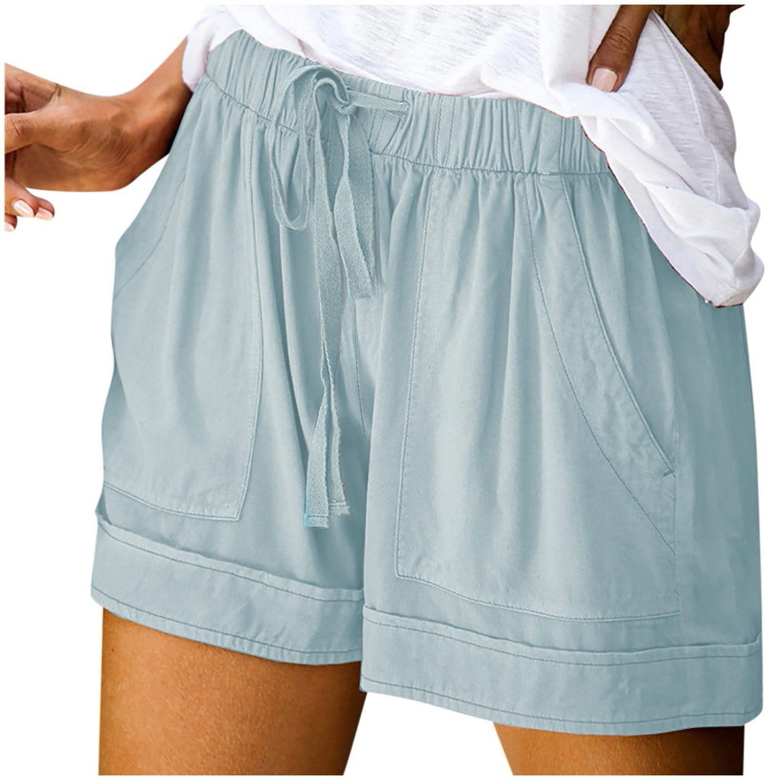 Charmgo Womens Shorts Casual Splice Comfy Elastic Waist Shorts Womens ...