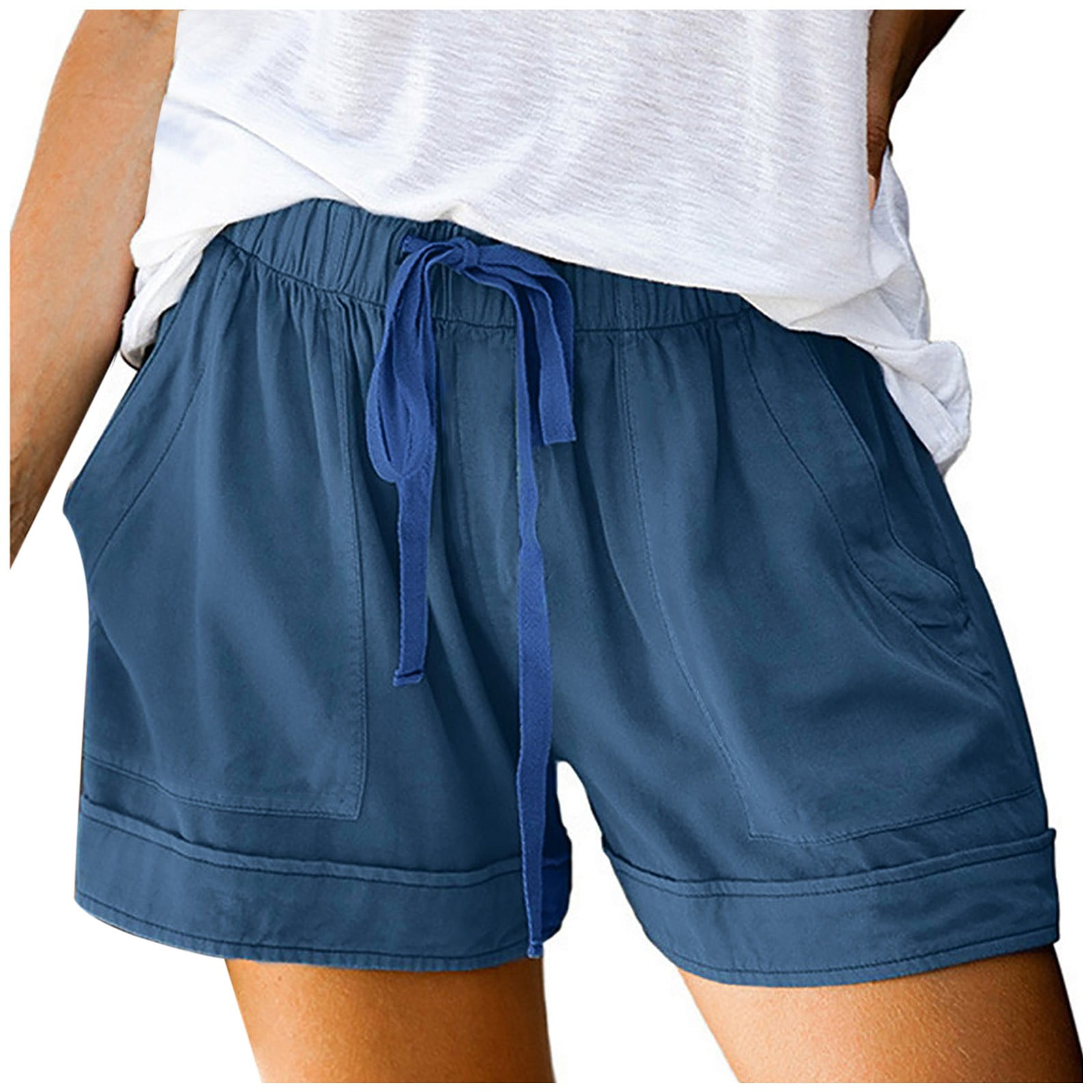 Charmgo Womens Shorts Casual Splice Comfy Elastic Waist Shorts Womens ...