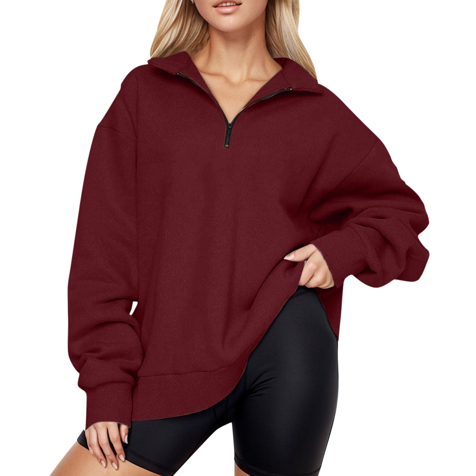 Charmgo Womens Tops Clearance, Tops for Womens Oversized Half Zip ...