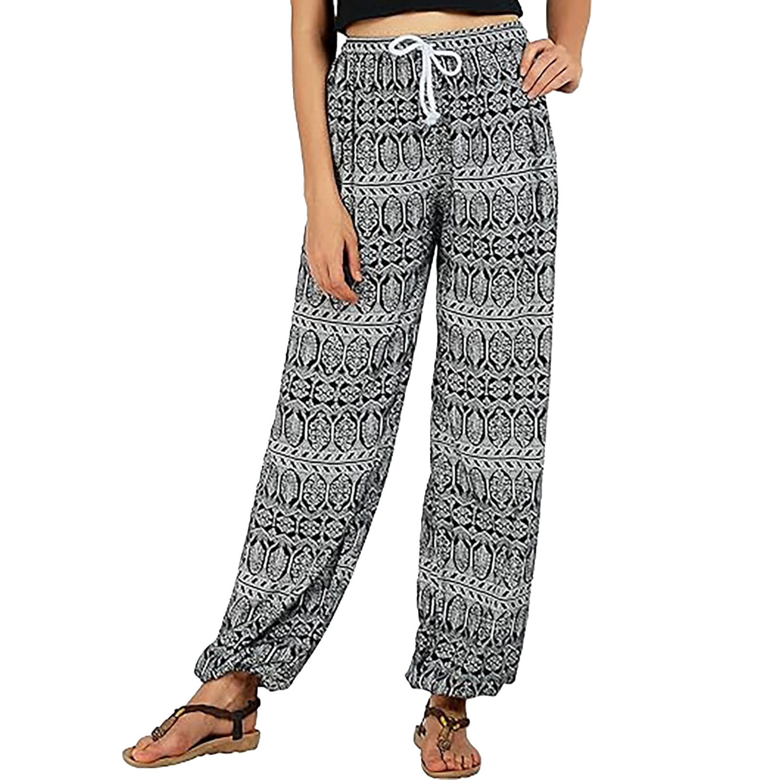 Charmgo Yoga Pants Clearance, Women's Boho Palazzo Pants Summer Casual ...