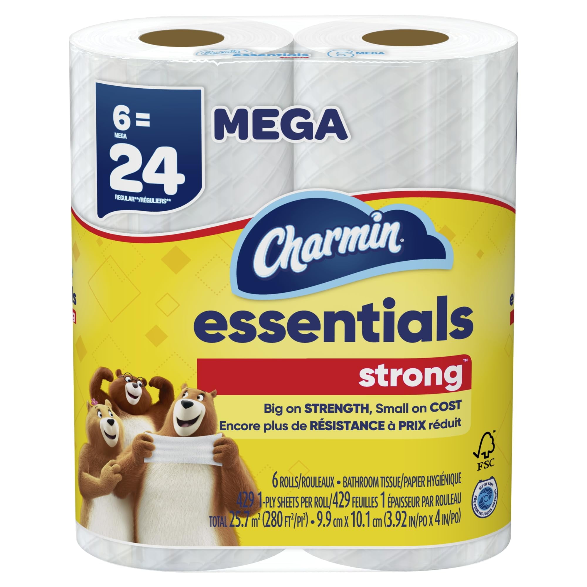 Charmin Essentials 1-Ply Mega OIF8 Rolls Strong Bathroom Tissue 6 ea ...