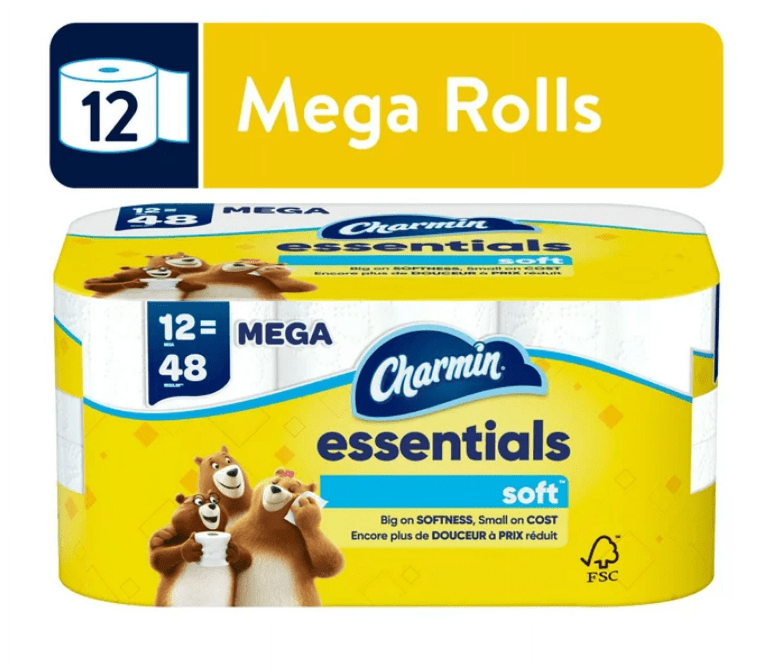 Charmin Essentials Soft Toilet Paper, 12 Mega Roll - Walmart.com