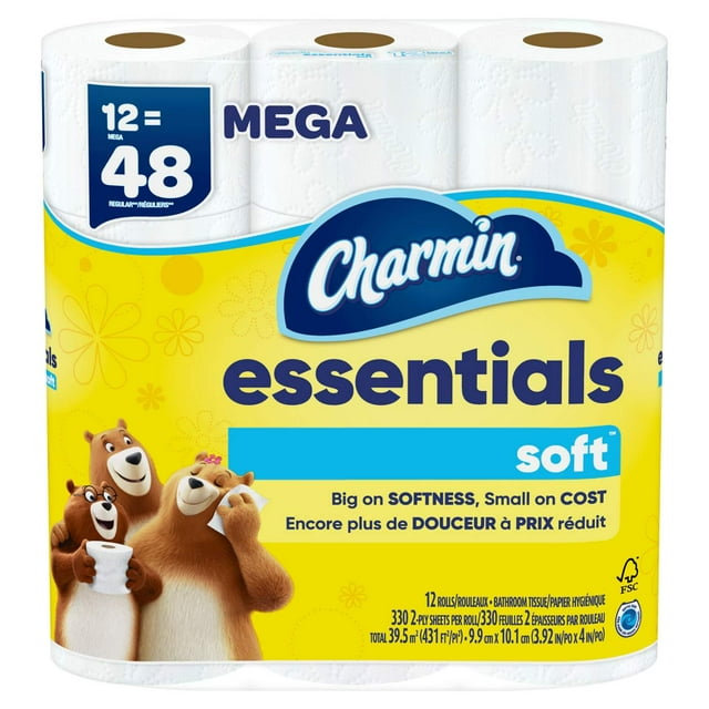 Charmin Essentials Soft Toilet Paper 12 Mega Rolls - Walmart.com