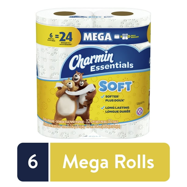 Charmin Essentials Soft Toilet Paper, 6 Mega Rolls - Walmart Business ...