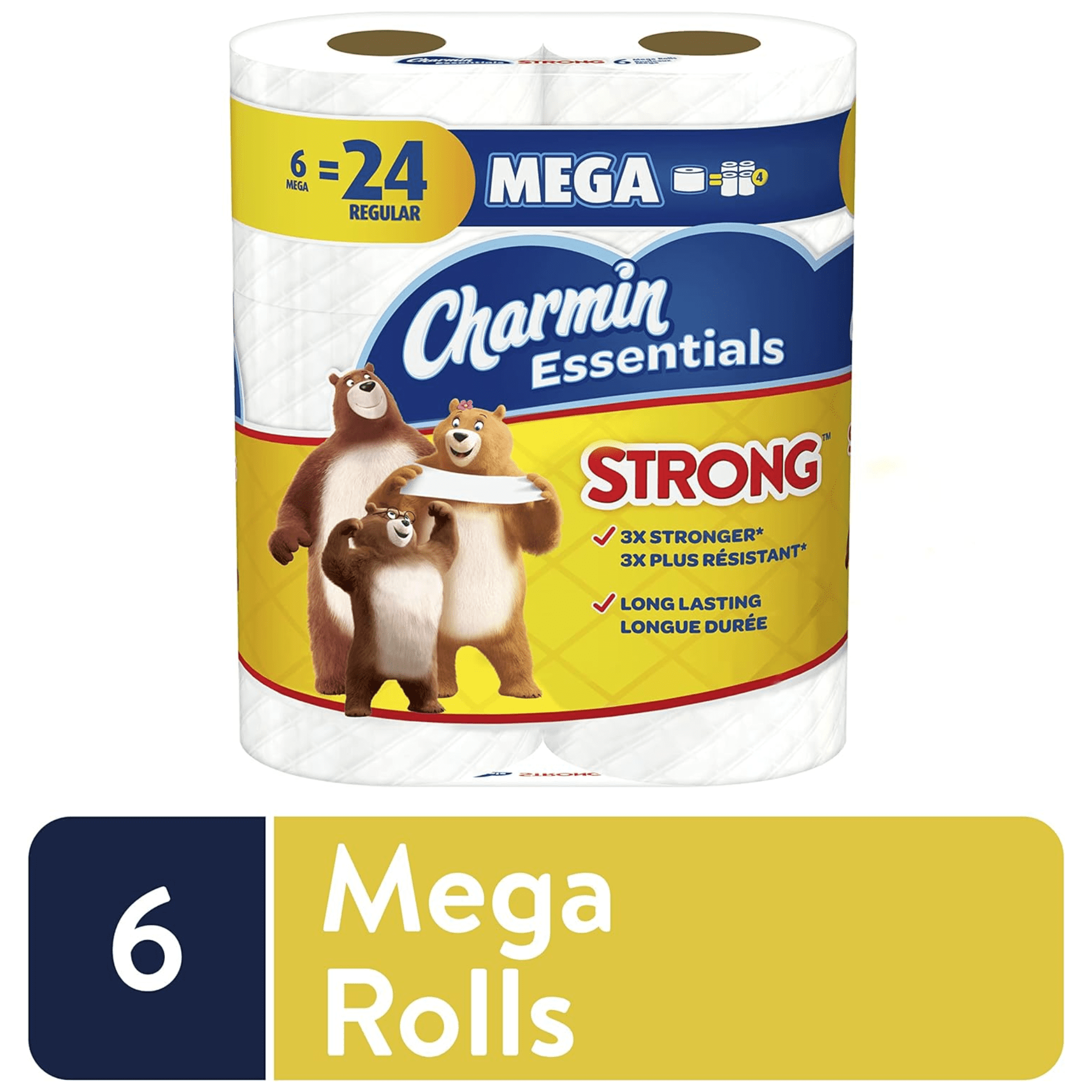Charmin Essentials Strong Toilet Paper 6 Mega Rolls, 451 sheets per ...