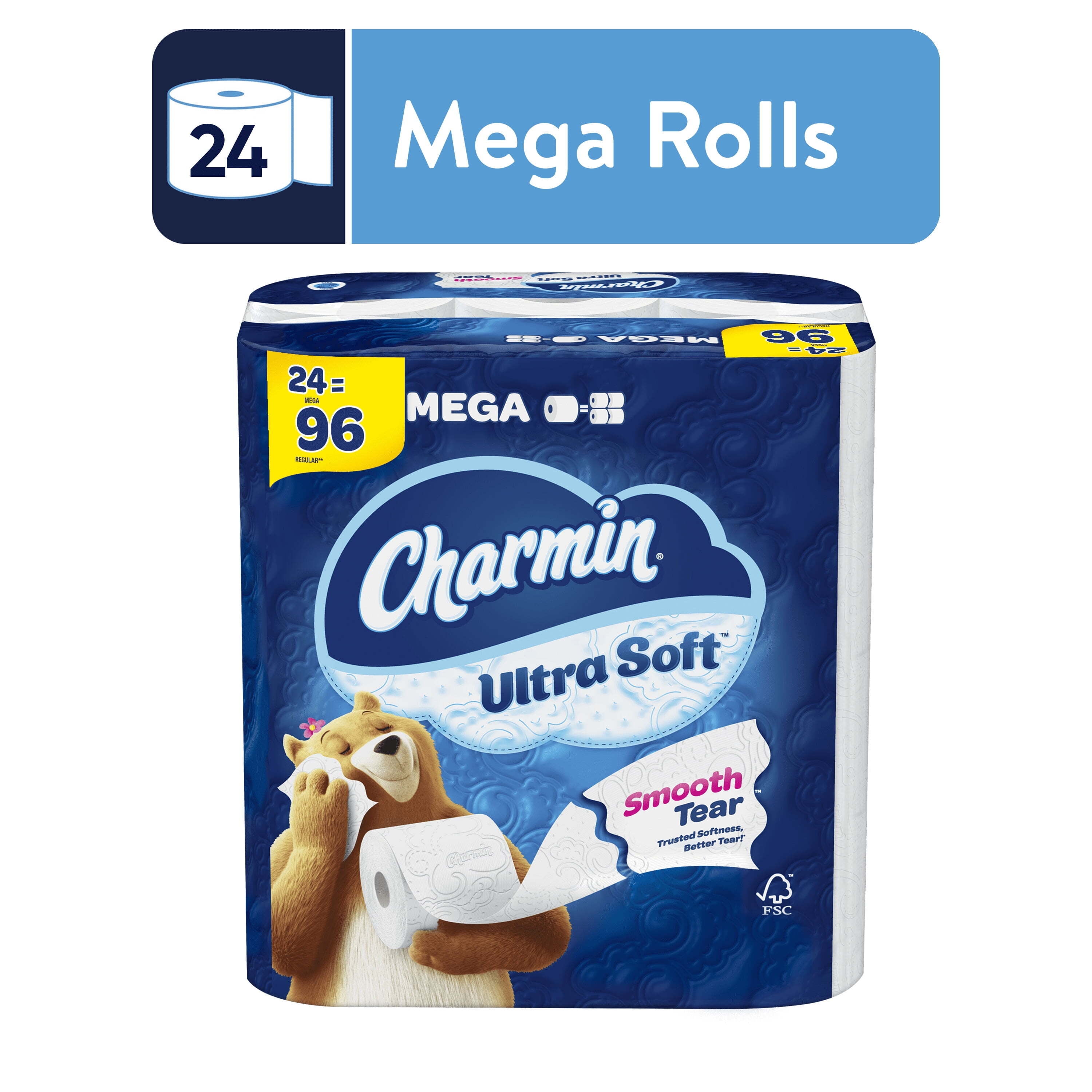 Charmin Ultra Soft Plush Toilet Paper, 24 Mega Rolls = 96 Regular Rolls ...