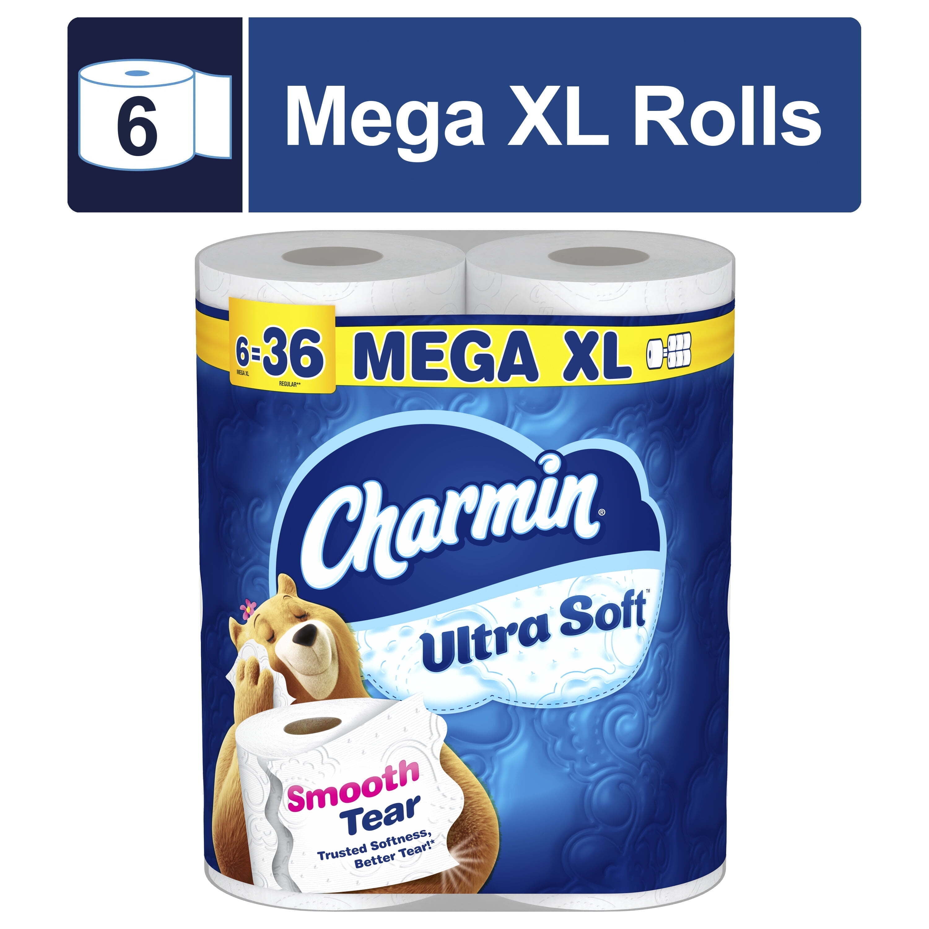 Charmin Toilet Paper Ultra Soft, 6 Mega XL Rolls - Walmart.com
