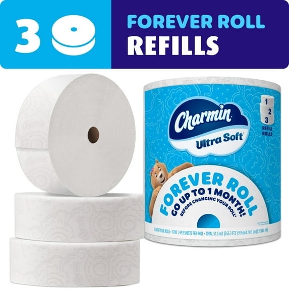 Charmin Toilet Paper Ultra Soft, Forever Roll Refill Rolls, 2-ply Bath ...