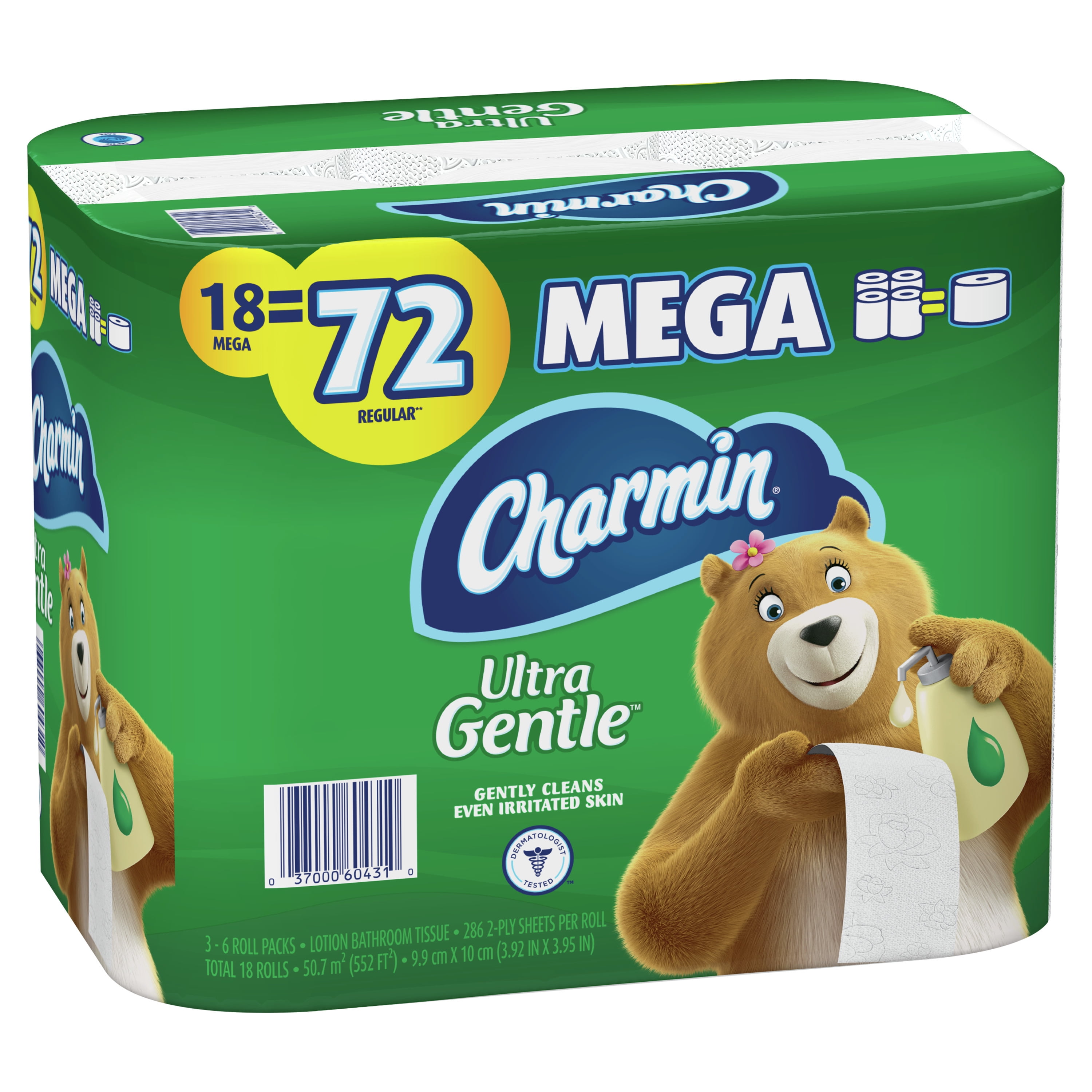 Charmin Ultra Gentle 18 Mega Rolls Toilet Paper with Soft Lotion and ...