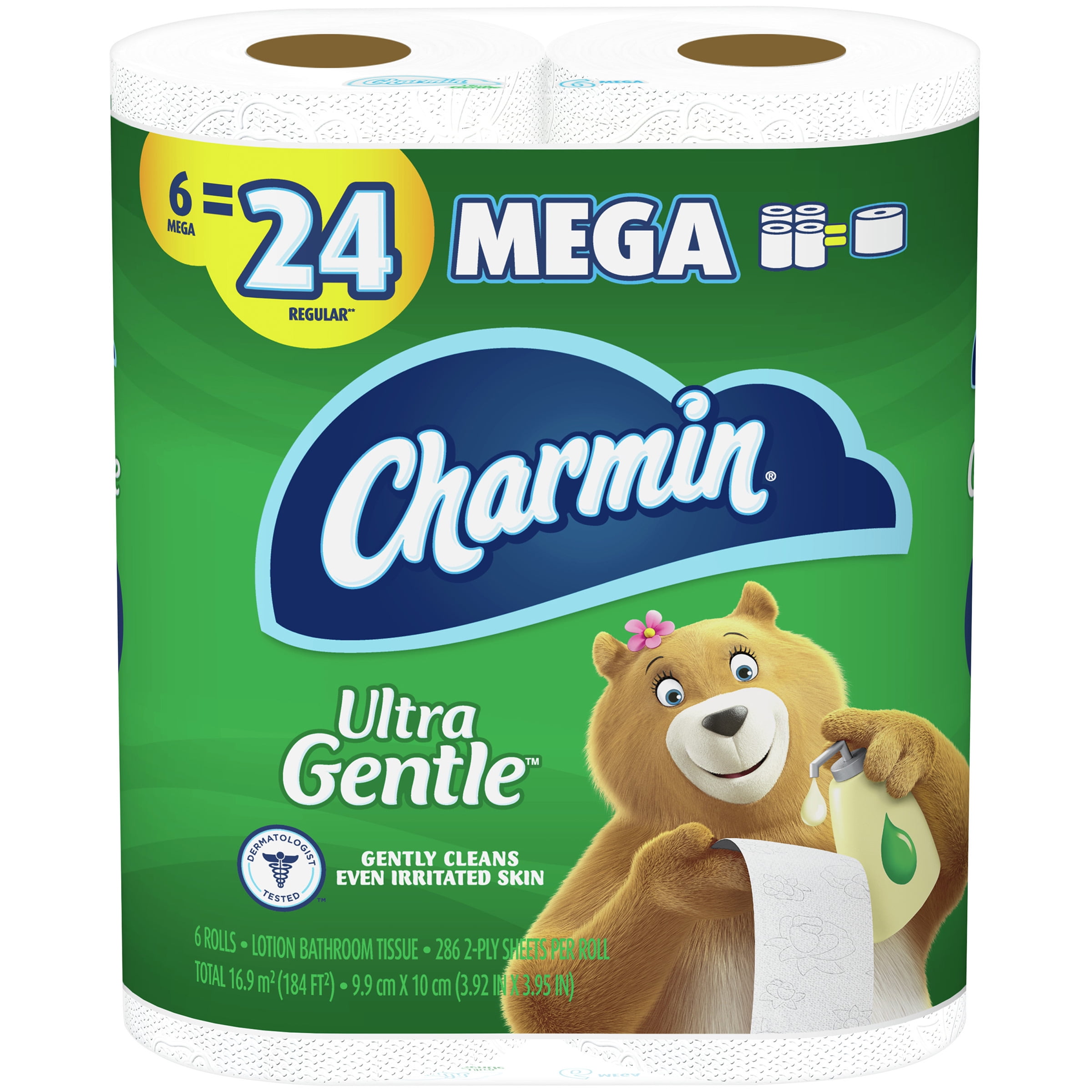 Charmin, Toilet Paper, 6 Mega Rolls, Ultra Gentle with Lotion - Walmart.com