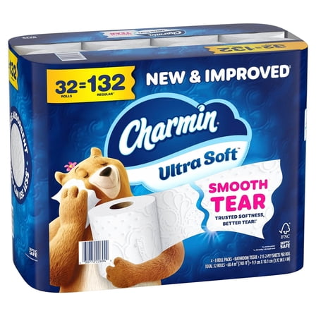 Charmin Ultra Soft Mega Comfort Toilet Paper, 24 Rolls = 96 Regular, 2 ...