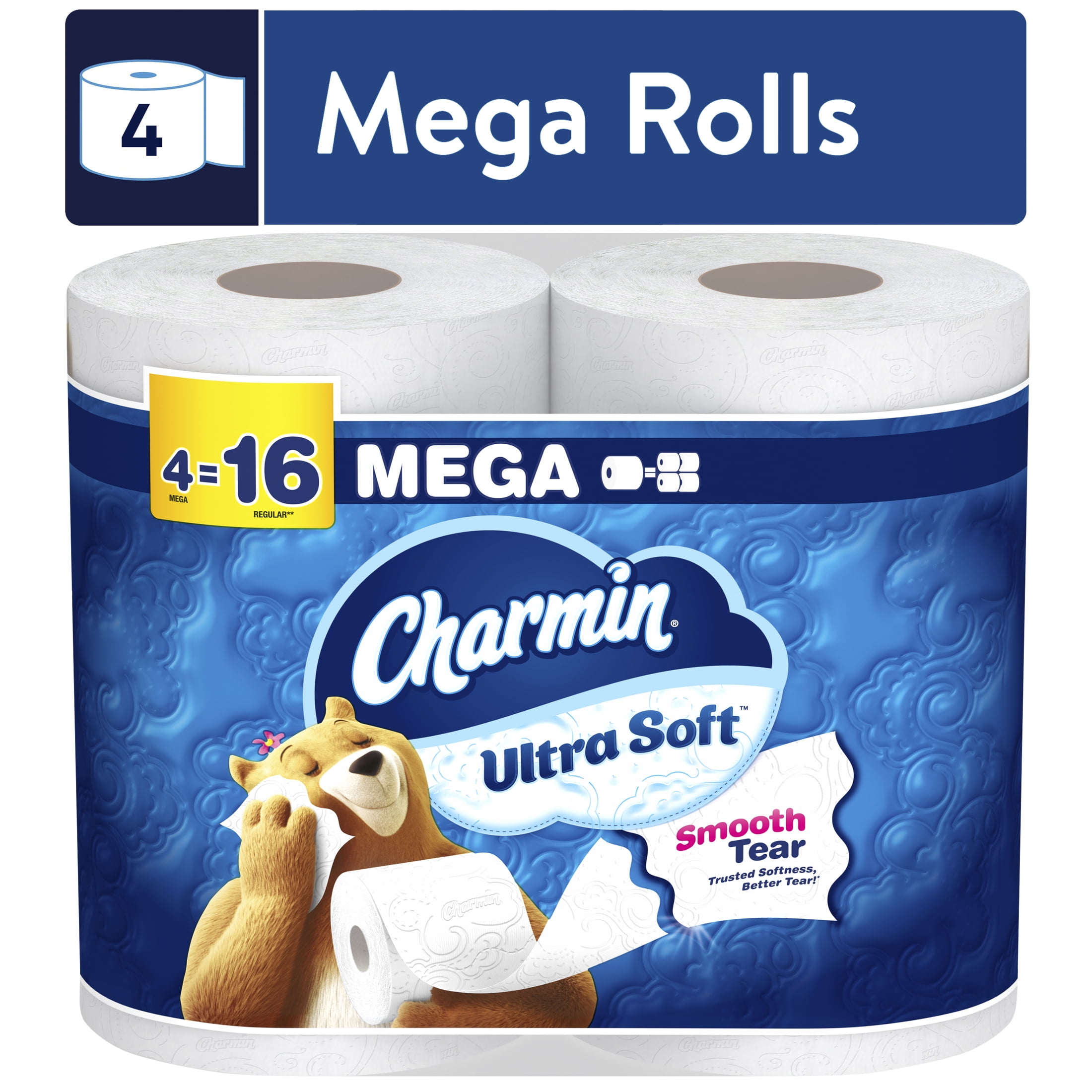 Charmin Ultra Soft Toilet Paper Rolls, 2-Ply, 224 Sheets/Roll, 4 Pack, Gentle & Septic Safe ...