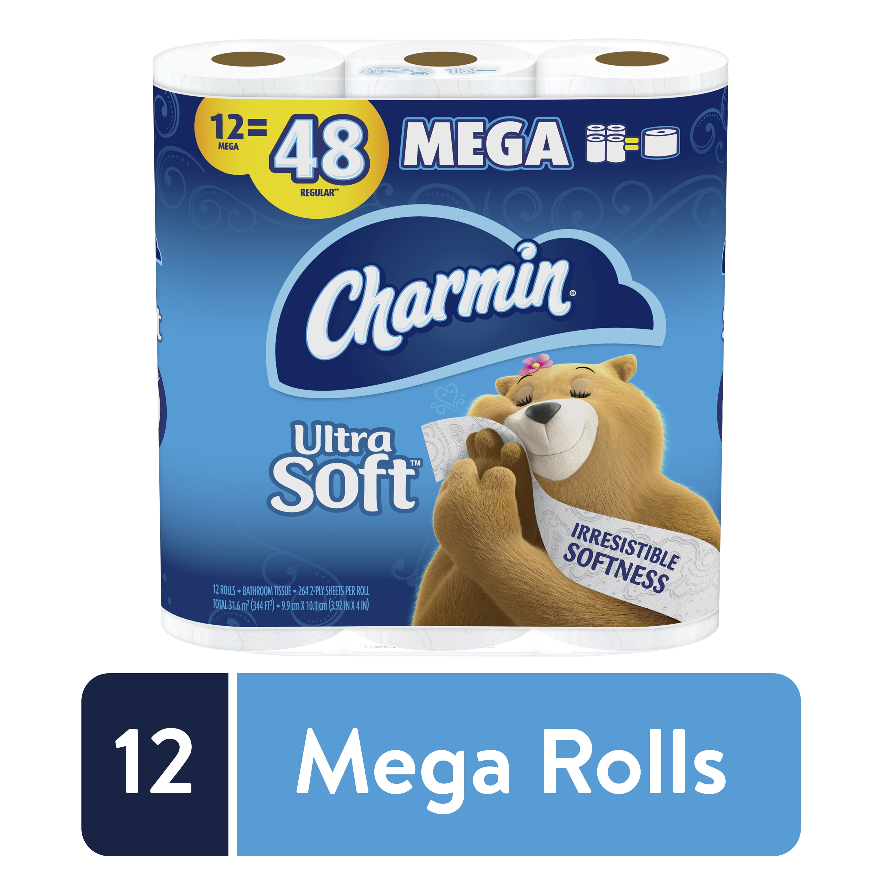 Charmin Ultra Soft Bathroom Tissue, 12 Mega Rolls, 264 Sheets per Roll ...