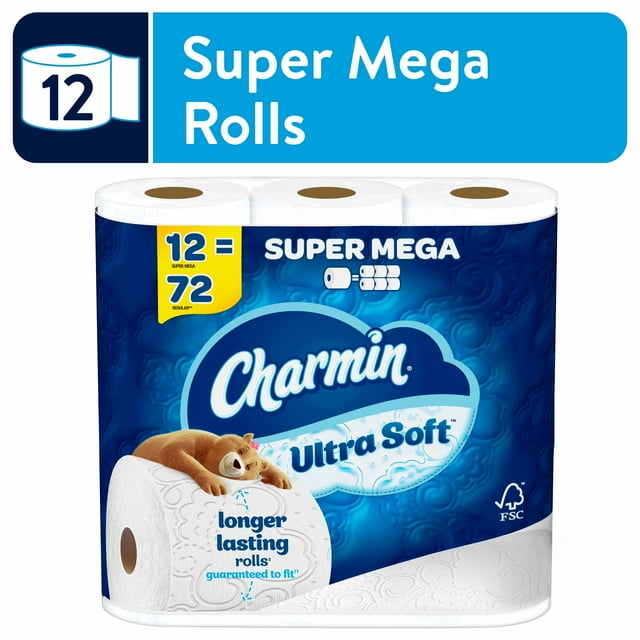 Charmin Ultra Soft Strong Bulk Toilet Paper, 12 Super Mega Rolls ...