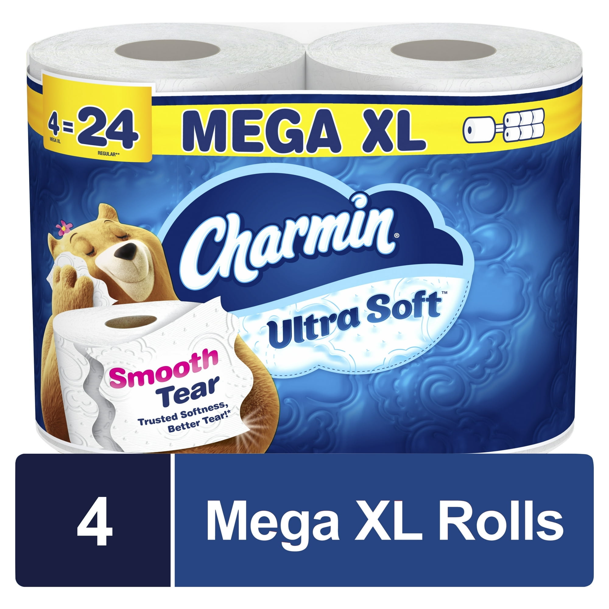 Charmin Ultra Soft Toilet Paper 4 Mega XL Rolls, 336 Sheets Per Roll ( 2 Pack ) - Walmart.com