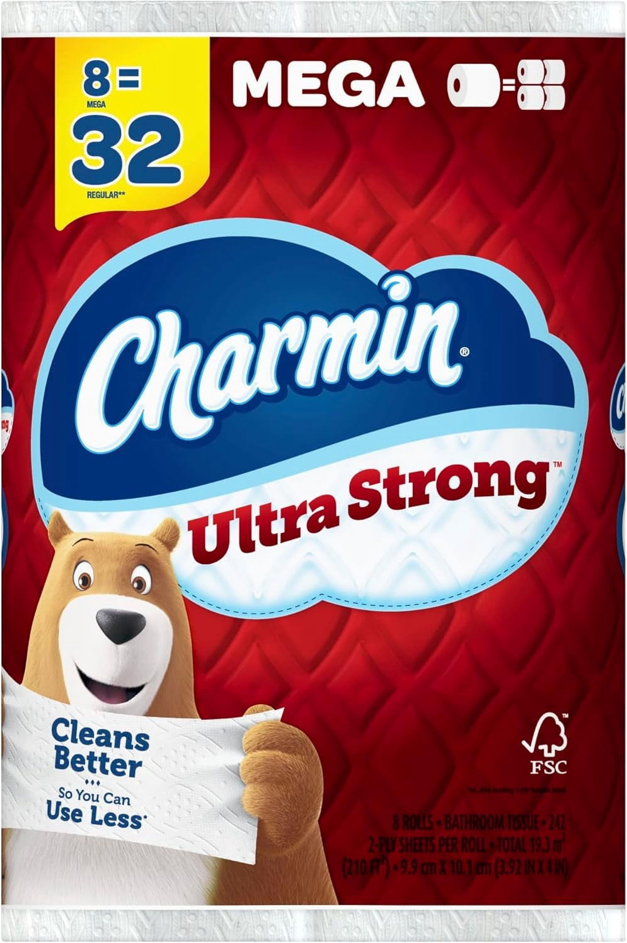 Charmin Ultra Strong 2 Ply Toilet Paper Mega Roll, White, 242 Sheets ...