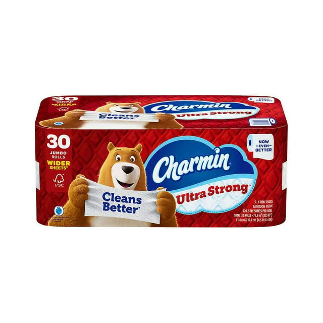 Charmin Ultra Strong Bath Tissue, 2-Ply, 220 Sheets, 30 Rolls - Walmart.com
