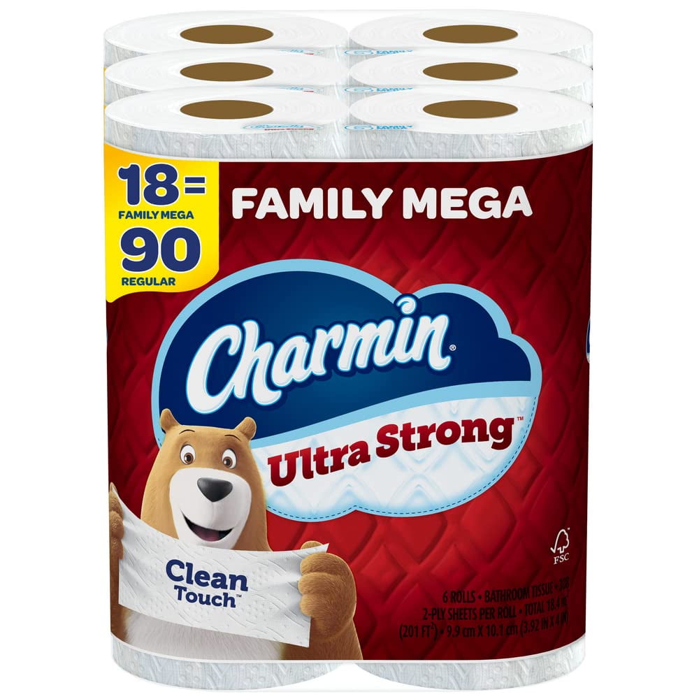 Charmin Ultra Strong Clean Touch Toilet Paper, 18 Family Mega Rolls ...