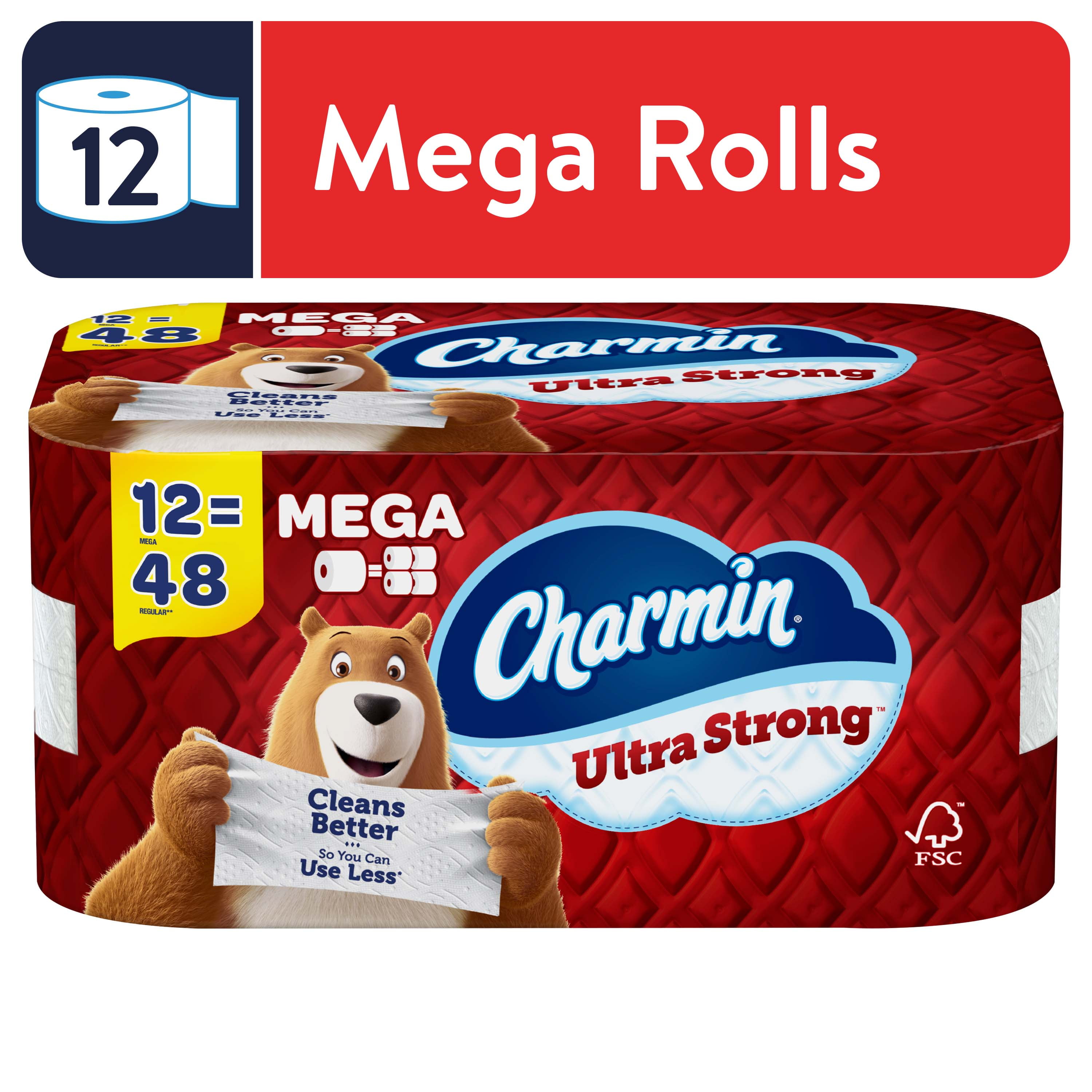 Charmin Ultra Strong Mega Roll Toilet Paper, 12 Pack, 4X Stronger ...