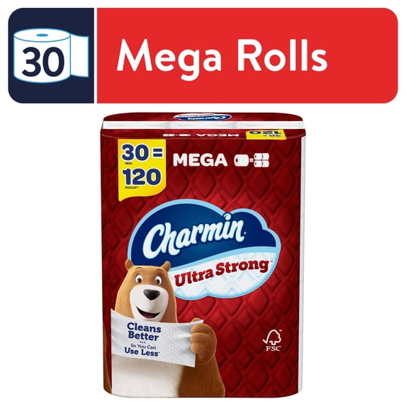 Charmin Ultra Strong Bath Tissue, 30 Mega Rolls Toilet Paper Bulk Pack ...