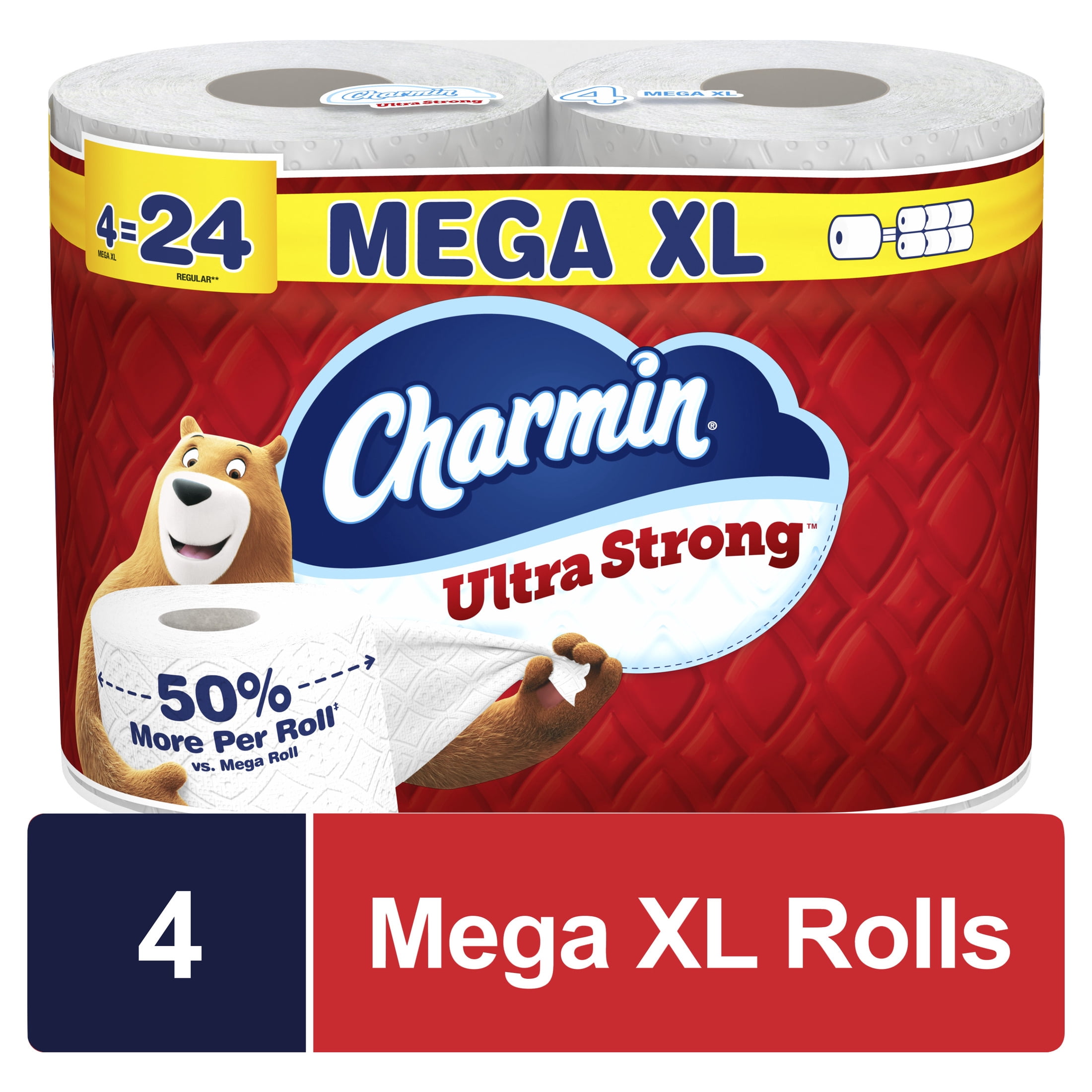 Charmin Toilet Paper Ultra Strong 4 Mega XL Rolls, 330 Sheets Per Roll ...