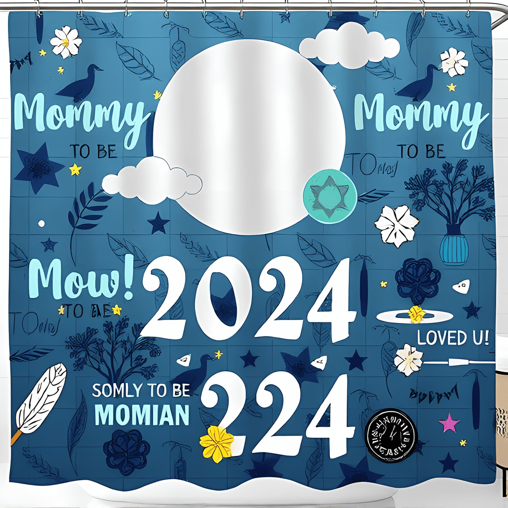 Charming 2024 Announcement Shower Curtain - Whimsical Design for ...