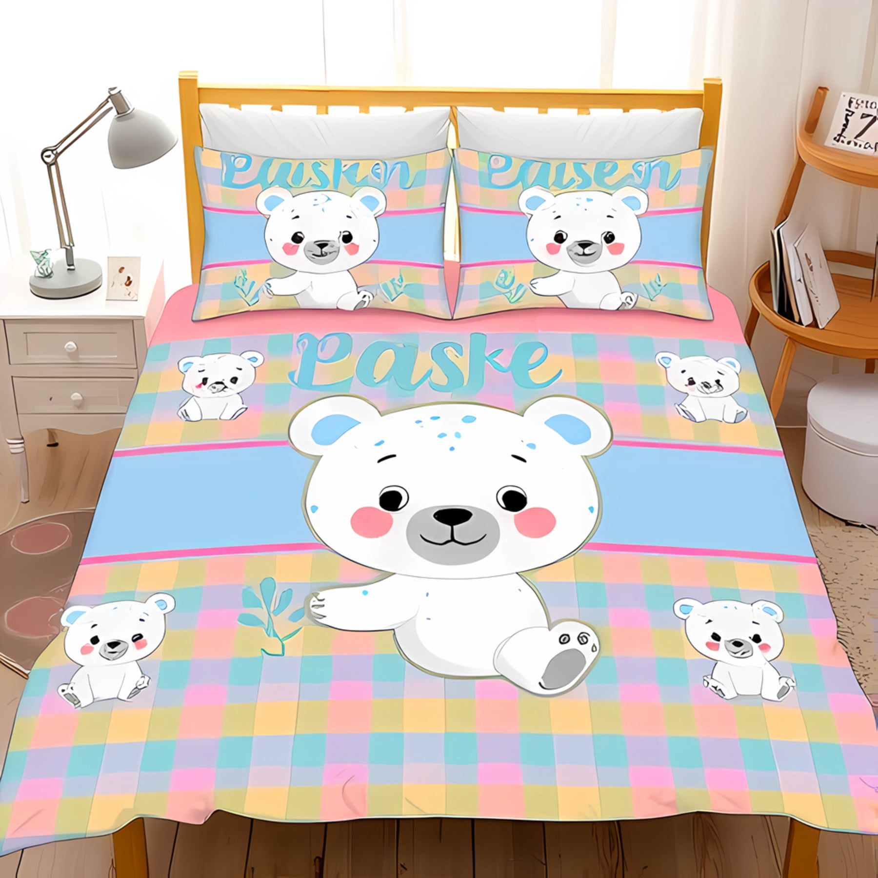 Charming 3-Piece Pastel Duvet Cover Set - Cheerful Design - Walmart.com