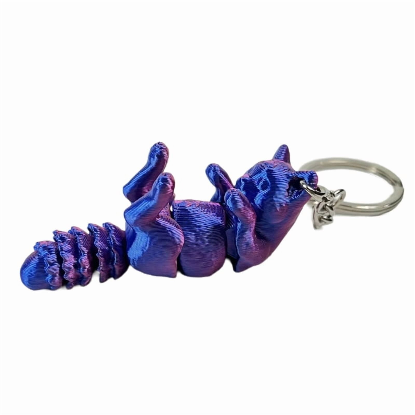 Charming 3D Printed Articulated Cat Keychain, Cute Animal Keyring with ...