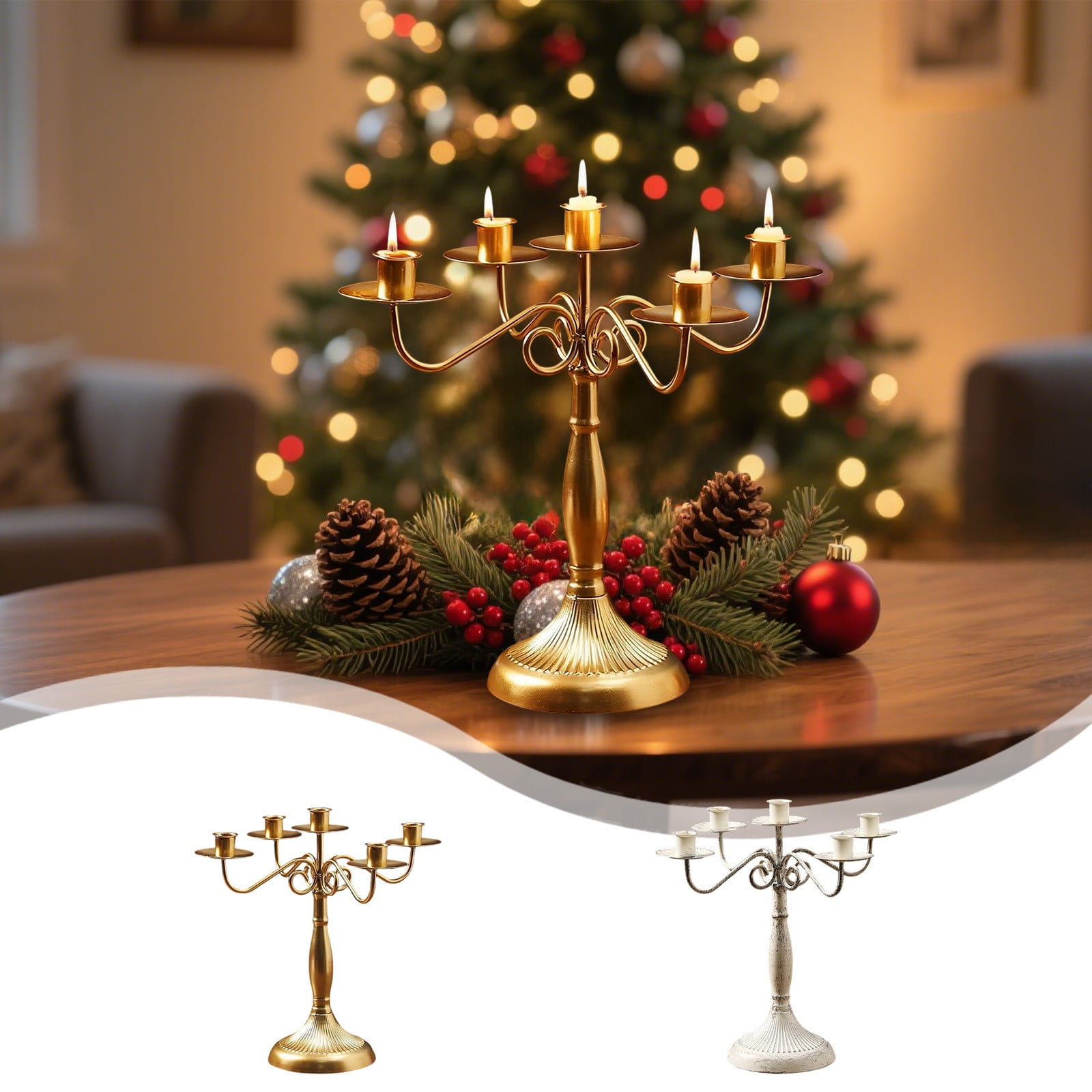 Charming 5 Arm Iron Candlestick,Vintage Table Centerpiece,Elegant ...