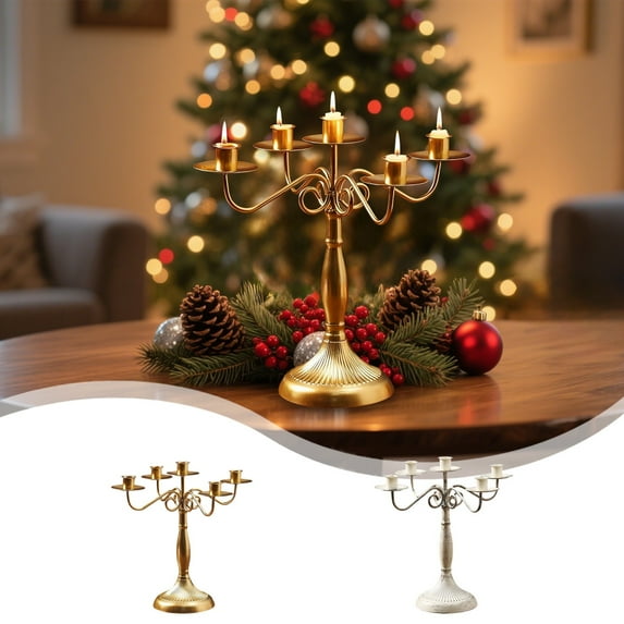 Charming 5 Arm Iron Candlestick,Vintage Table Centerpiece,Elegant ...