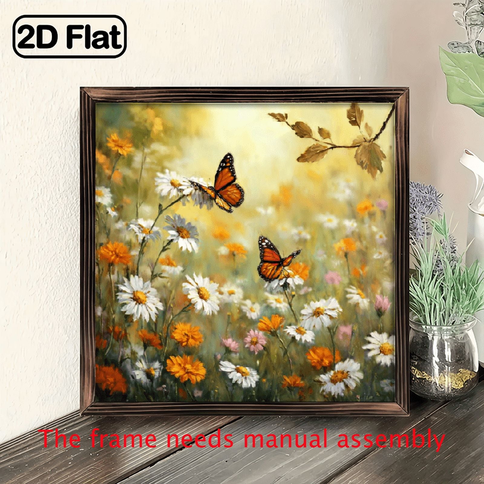 Charming 8x8 inch Butterfly Meadow Farmhouse Style Wooden Frame ...