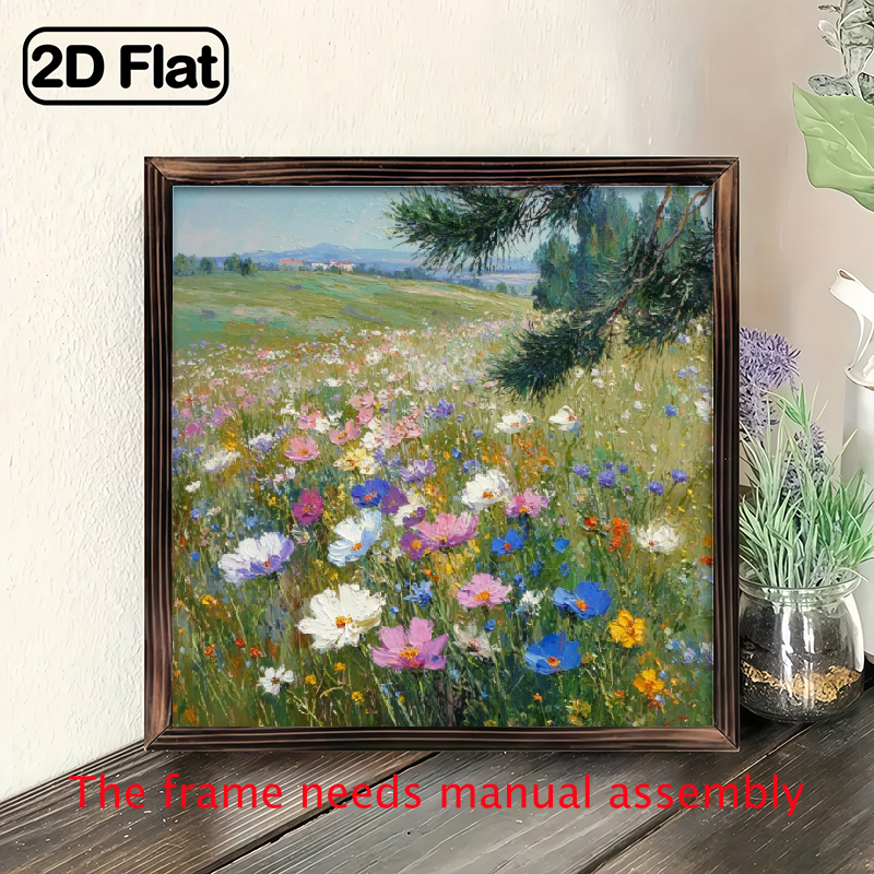 Charming 8x8in Wildflower Farmhouse Art Plaque - Rustic Wooden Wall ...