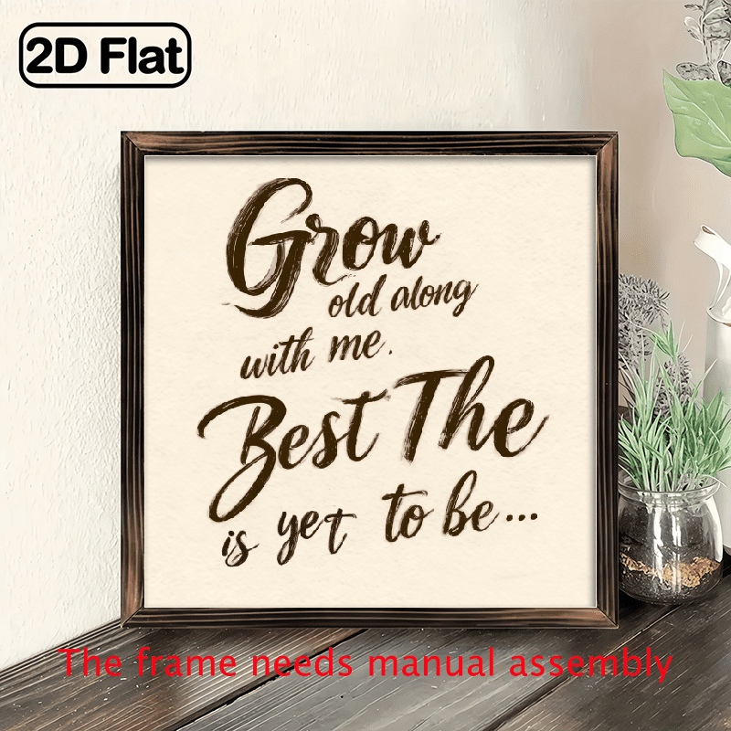 Charming 8x8in Wooden 'Grow Old Along with Me' Sign - Perfect Valentine ...