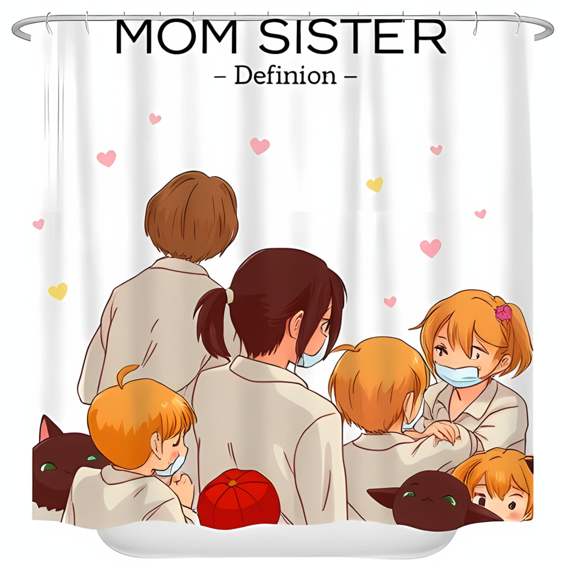 Charming Anime Shower Curtain with Heartwarming Family Scene Soft ...