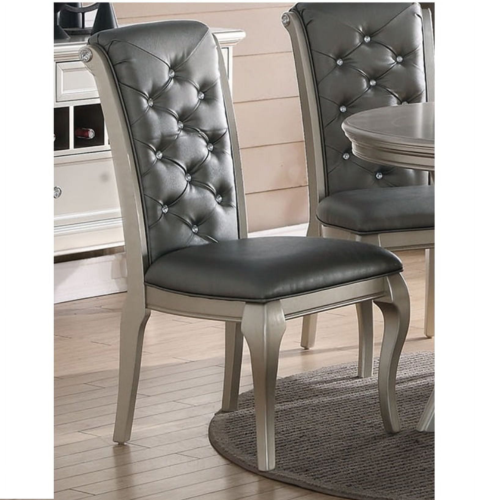 Charming Indoor Antique Silver Curved Formal Dining Chair (set of 2 ...