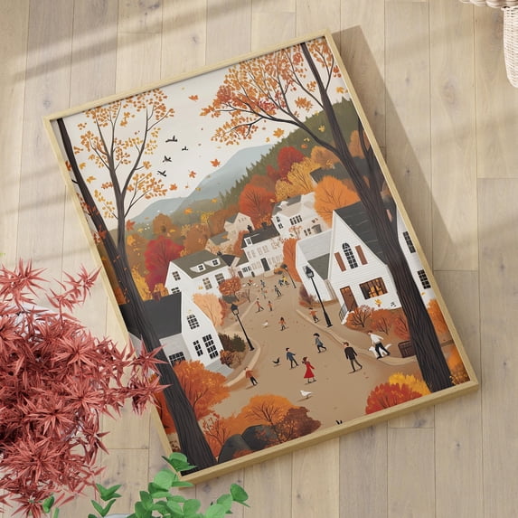 Charming Autumn Scene Old New England Town Cozy Cottagecore Fall Warm ...