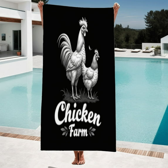 Charming Beach Towel with Vibrant Chicken Farm Design - Perfect for ...