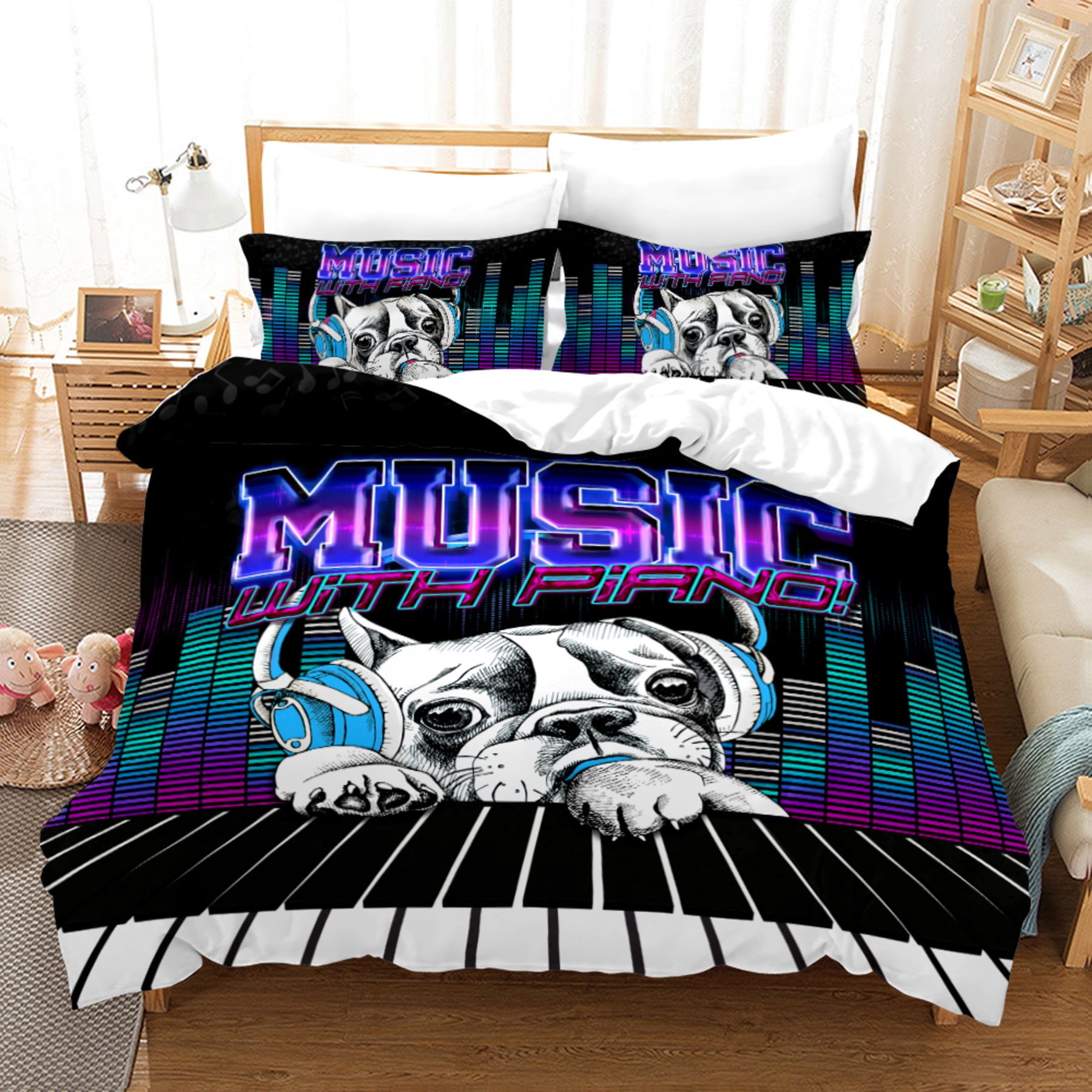 Charming Bedding Set with Headphones & Musical Equalizer Design Stylish ...