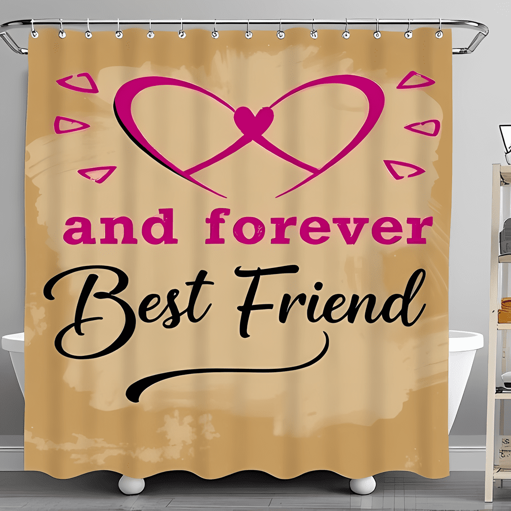 Charming Best Friends Shower Curtain with Intertwined Pink Hearts ...