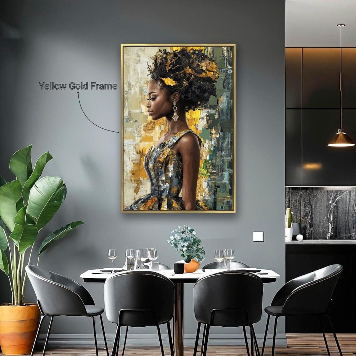 Charming Black Woman Luxury Poster Fashion Girl Wall Art African Beauty ...