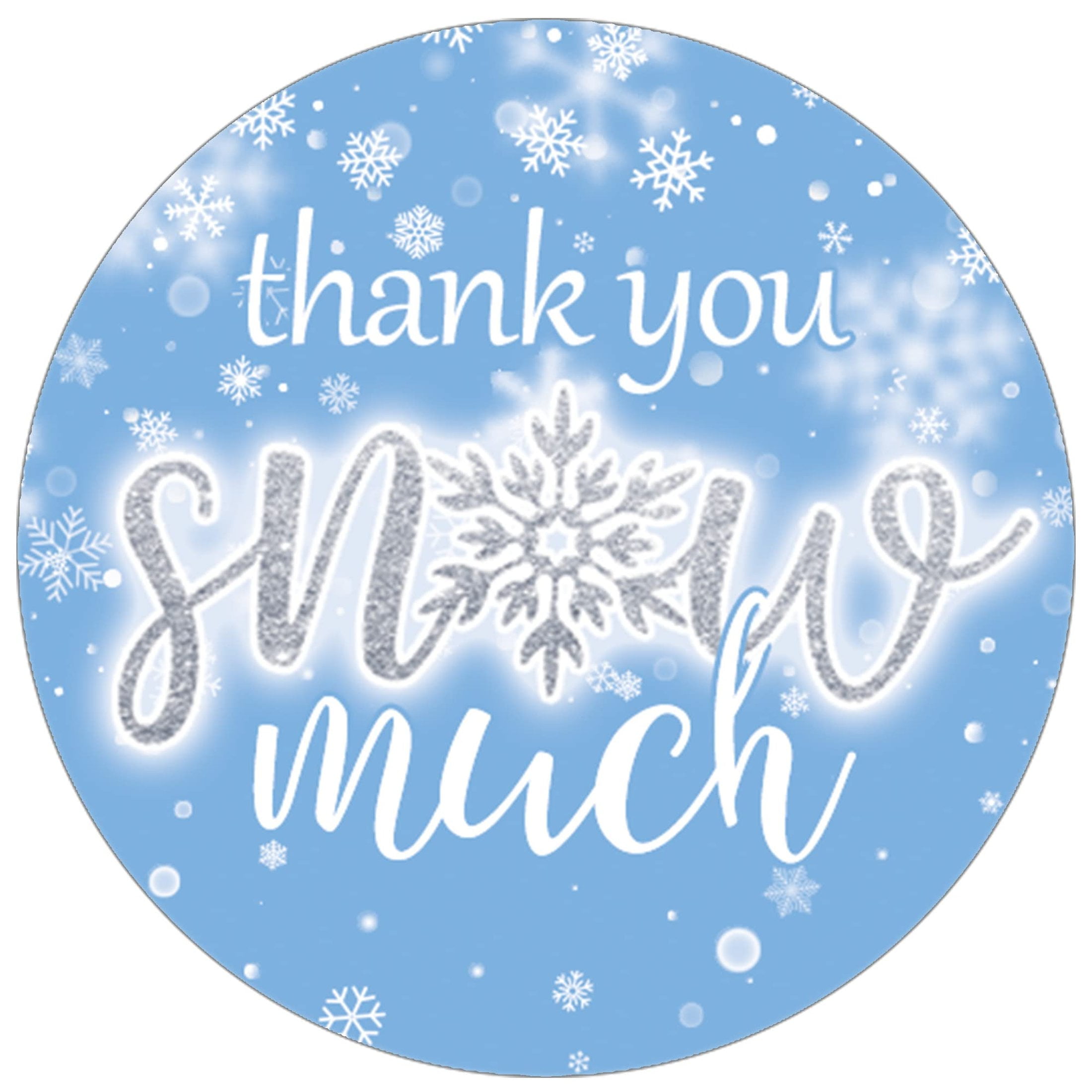 Charming Blue Snowflake Thank You Stickers for Winter Celebrations ...