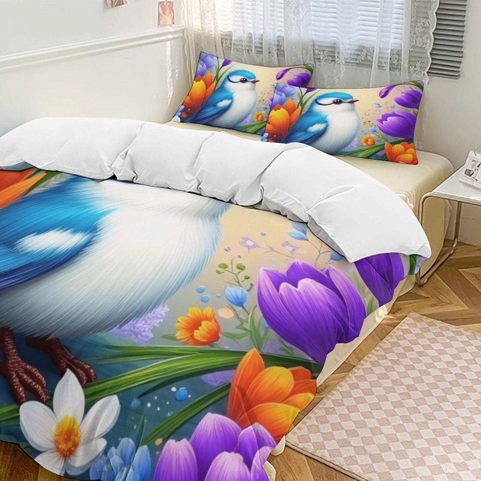 Charming Bluebird in Vibrant Garden 3D Duvet Cover Set Quilt Cover ...