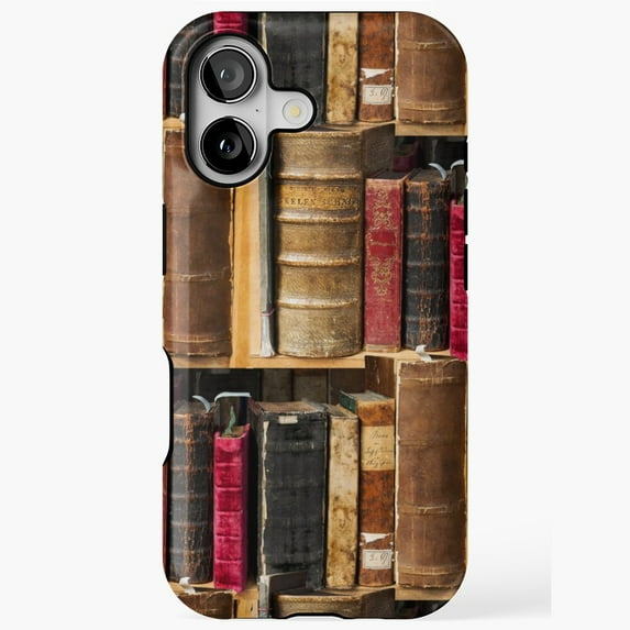 Charming Bookworm Vintage Bookshelf Art Case for iPhone 17 to 11 Pro ...