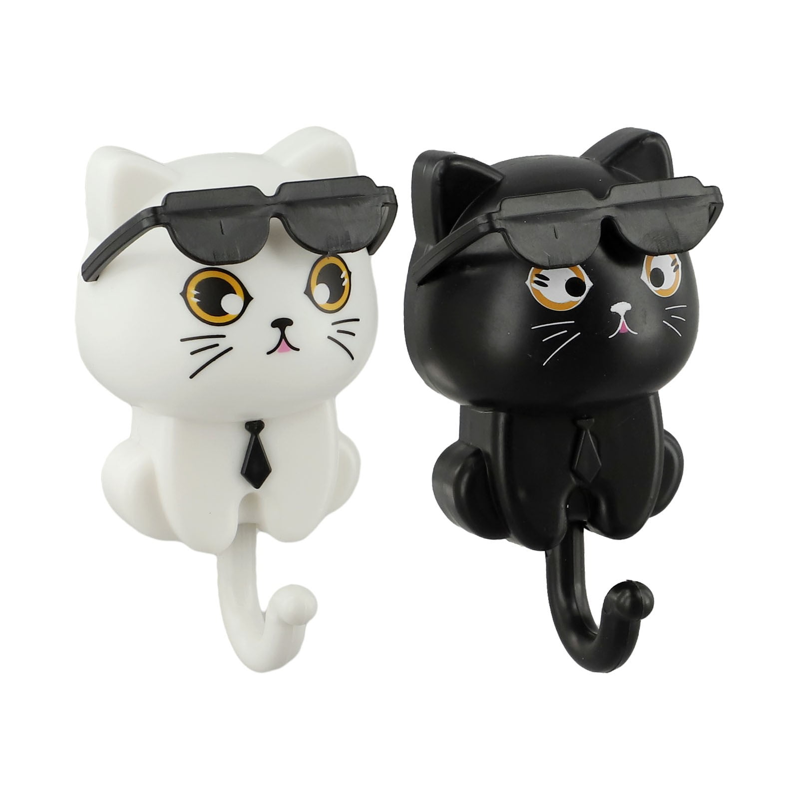 Charming Cat Wall Hooks Set Of 2 With Playful Sunglasses Design For ...