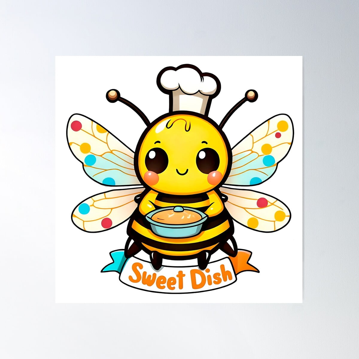 Charming Chef Bee With A Sweet Dish Poster Wall Art, Modern Wall Decor ...