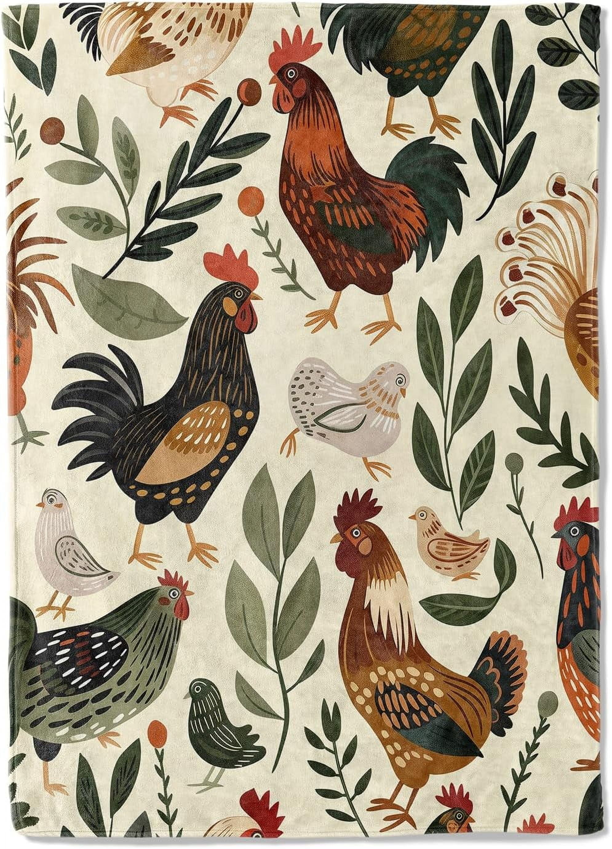 Charming Chicken Print Soft Plush Flannel Throw Blanket - Comfy ...
