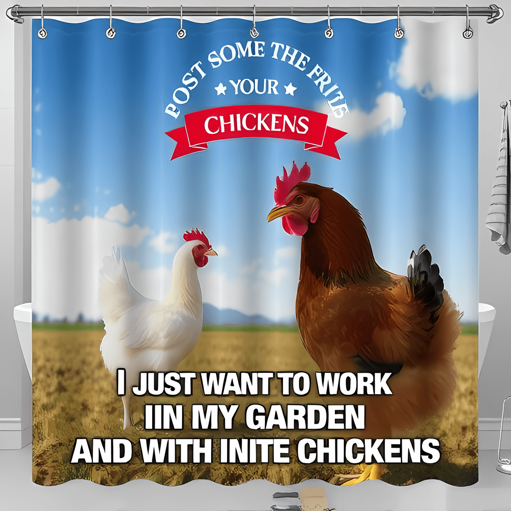 Charming Chicken Shower Curtain with Whimsical Quotes - Perfect for ...